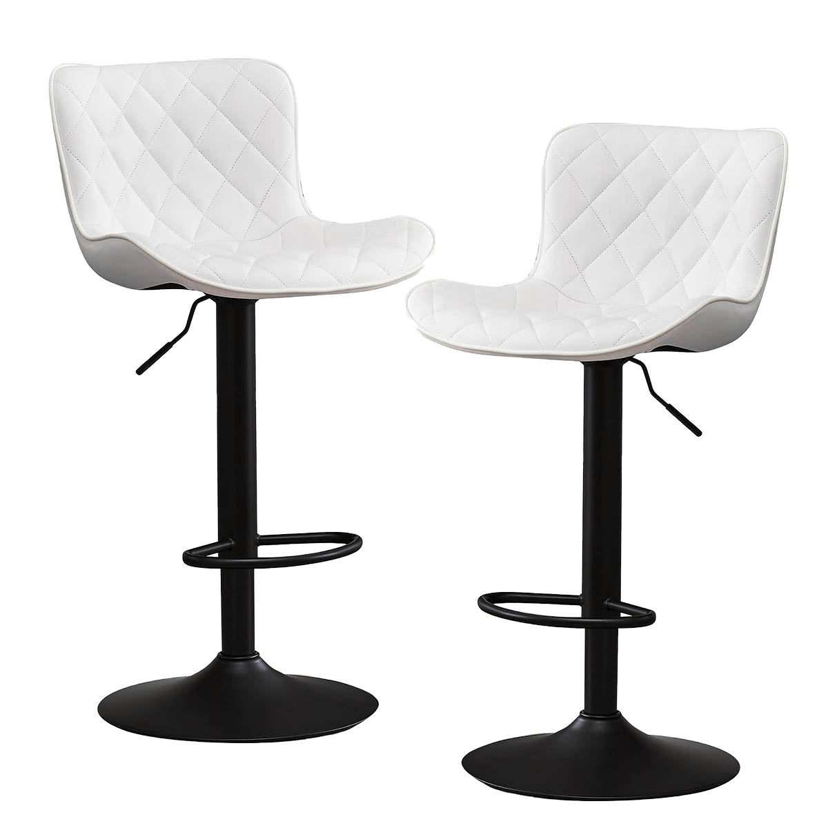 YOUNIKE Bar Stools PU Leather Swivel Stools with Back Set of 2